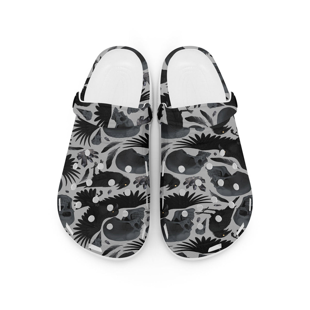 hippieartzone - Raven Skull Crystal Gothic Clogs For Men and Women ...